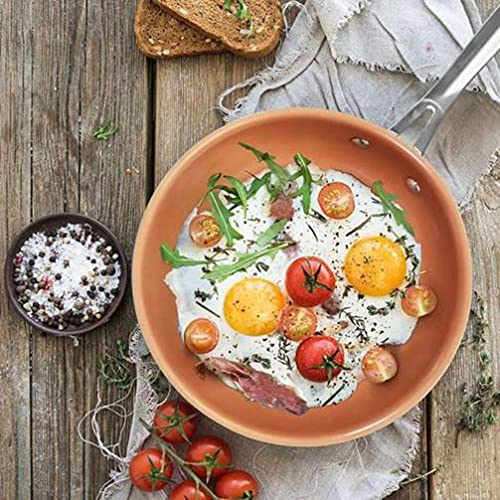 COOKUFO Nonstick Copper Pan Set - 12 inch(28cm), Frying Pan Set, Fry Pan Set with Induction Base & Stainless Steel Handle, Suitable for Cooking Saute Vegetables, Steaks (12inch)