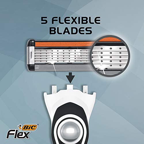 BIC Flex 5 Titanium Men's Disposable Razor, Five Blade, Pack of 10 Razors, Flexible Blades for an Ultra-Close Shave,10 Count(Pack of 1)