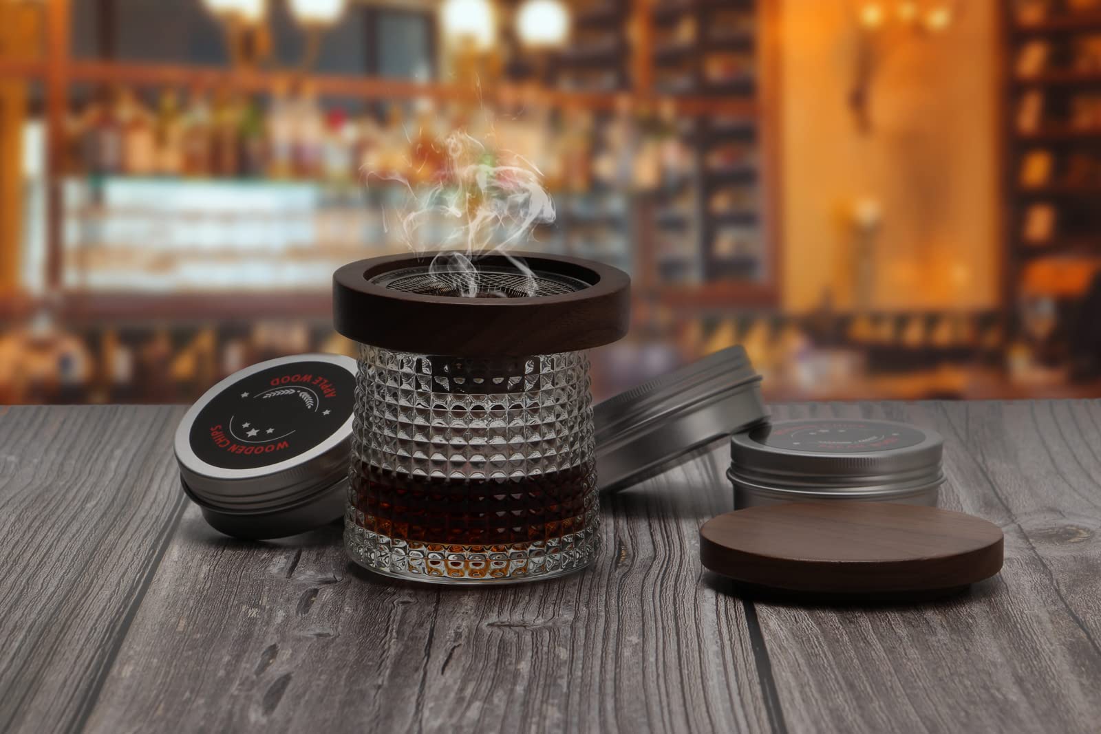 Cocktail Smoker Kit for Whiskey,Drink,Bourbon Smoker Kit with 4 Different Natural Wood Chips Luxury Gift Set Bar Tool for Drinking Dad Husband Men