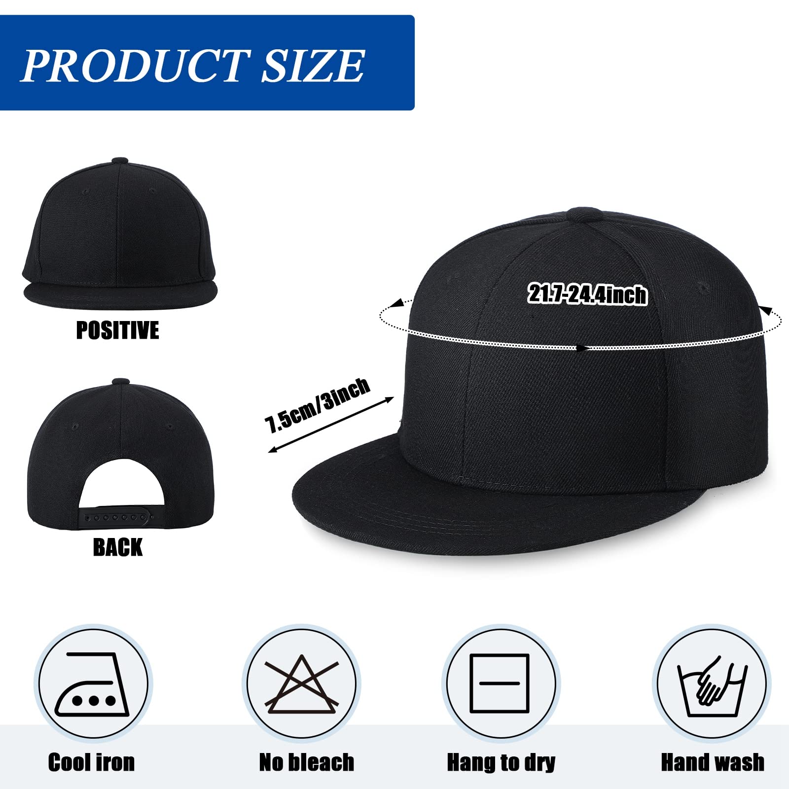 Blank Baseball Cap Bulk Classic Snapback Hat Adjustable Back Strap Sublimation Hats Plain Unisex Trucker Hat Hip Hop Hat (36 Pack)