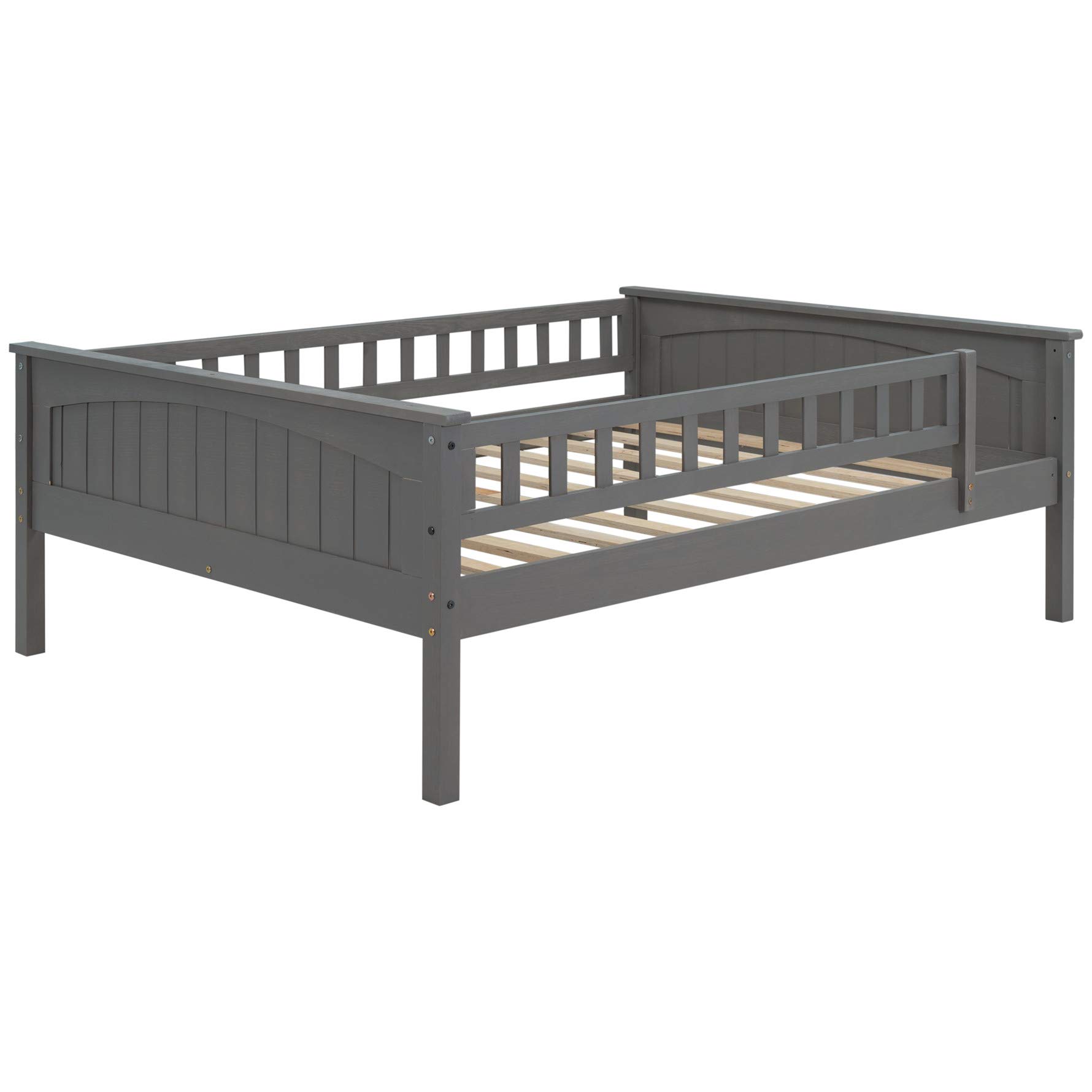 Harper & Bright Designs Full Over Full Bunk Bed with Trundle, Bunk Beds Full Over Full with Safety Rail & Ladder, Detachable Wood Full Bunk Bed Frame for Kids Girls Teens Adults ,Brushed Gray