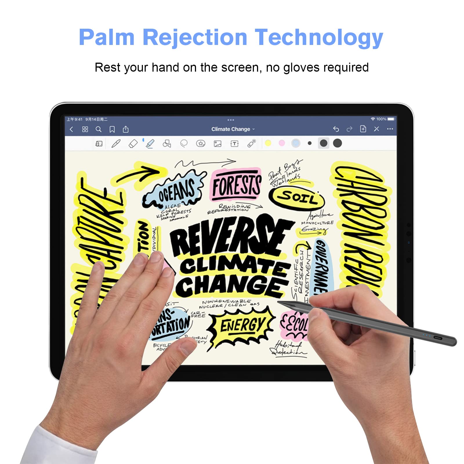 cimetech Stylus Pen for iPad - Apple Pencil with Palm Rejection, Tilt Sensitivity, Compatible with 2018-2022 Apple iPad 10th/9th/8th/7th/6th, Pro 11/12.9in, Air 5th/4th/3rd, Mini 6/5 Gen
