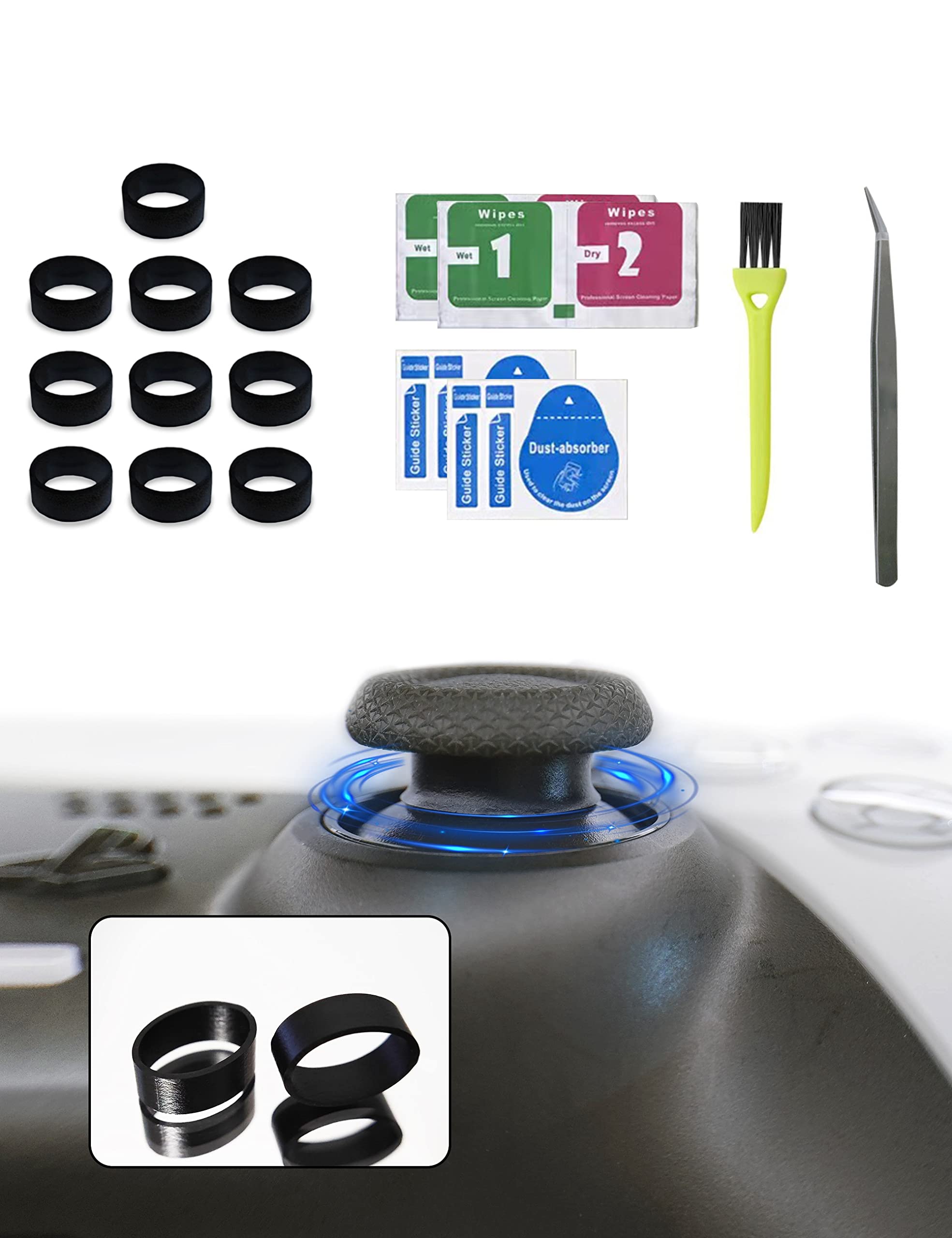 COWBOX, 10 Pcs Joystick Protectors, Black Silicone Elastic Joystick Protector Ring, Prevents The Production of White Powder, Compatible with Steam Deck/Xbox/PS3/PS4/PS5 Switch Controller