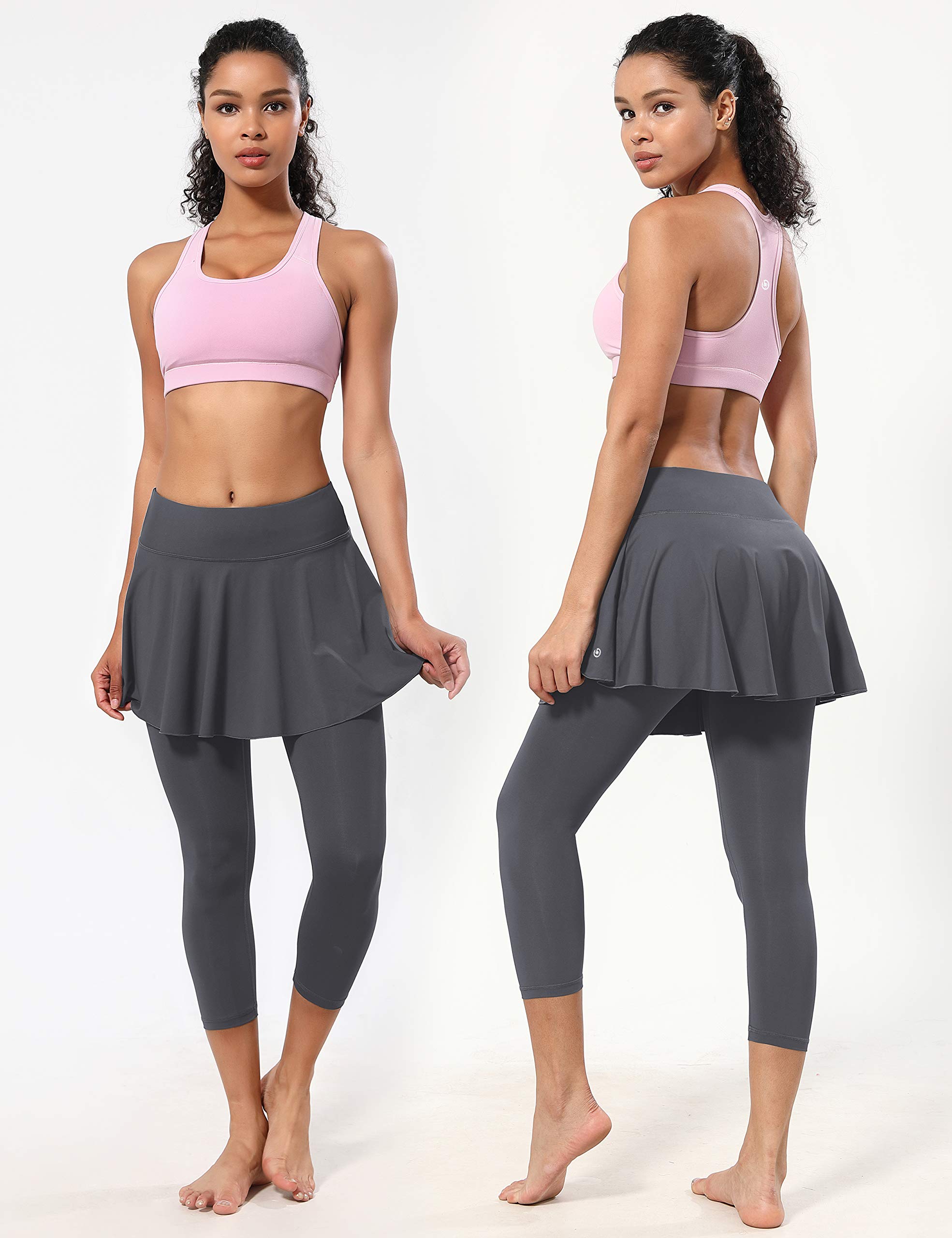 BUBBLELIME 5"/19"/26" XXS-XL Women's UPF 50+ Adjustable Running Skort - Pleated Skort Capris_Gray Small-19 Inseam(2)