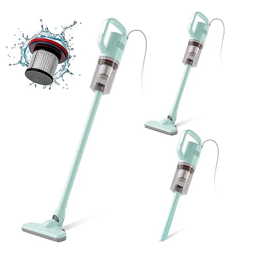 KEROMEE Corded Stick Vacuum Cleaner, 12kpa Powerful Suction Handheld Vacuum Cleaner with Crevice Tool, Small Vacuum Cleaner for Hardwoods, Pet Hair, Carpets, Staircases, and Sofas