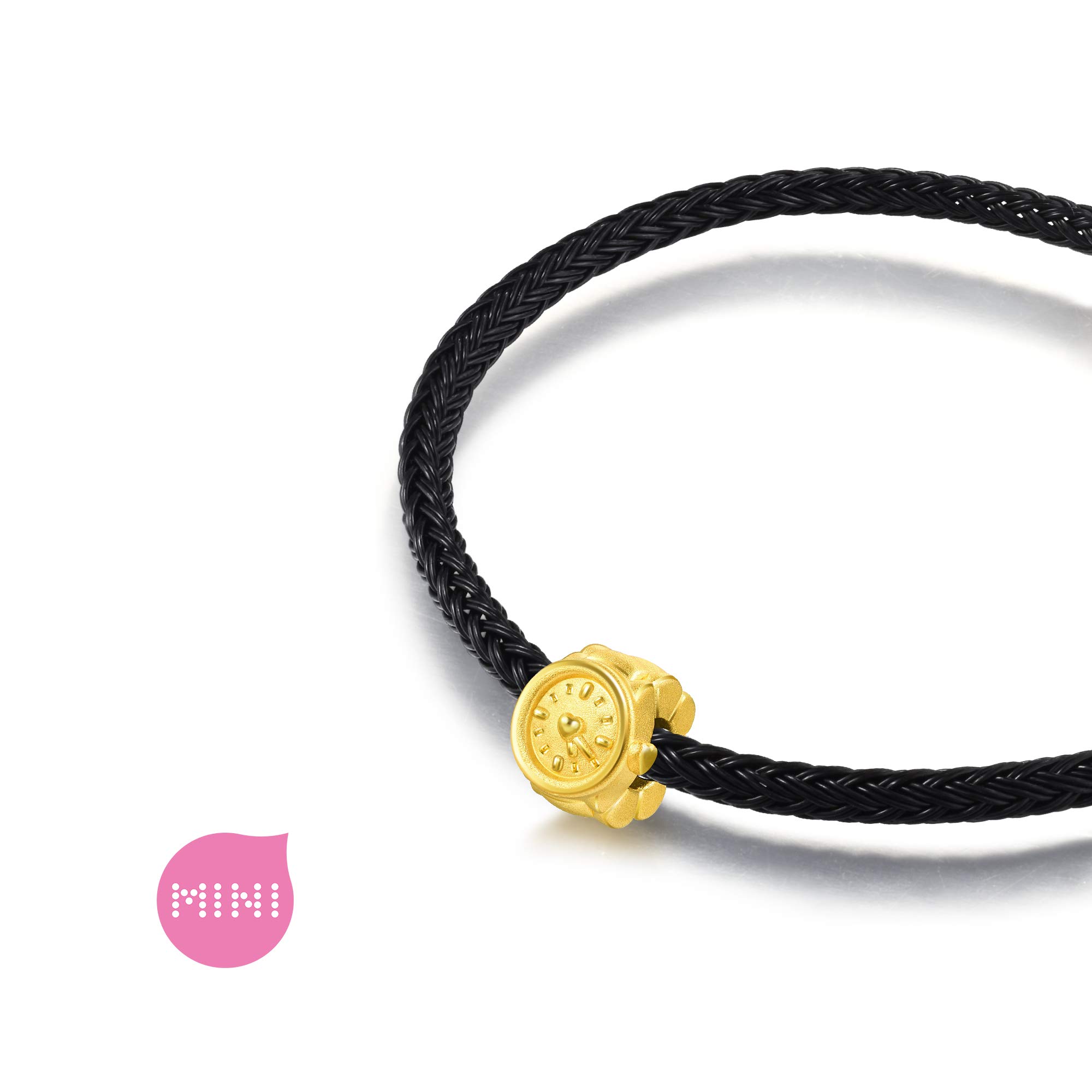 CHOW SANG SANG 999 24K Solid Gold Love Watch Mini Charm Bracelet for Women 92444C (Gold, 17 CM)