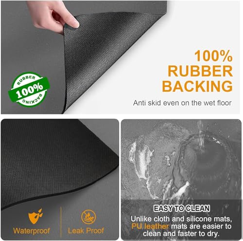 Dish Drying Mats for Kitchen Counter Coffee Mat Under Sink Mats for Kitchen Waterproof Dish Mat Drying Kitchen Mat Bar Mats for Countertop Coffee Bar Accessories (Deep Gray, 11.81"*15.75")