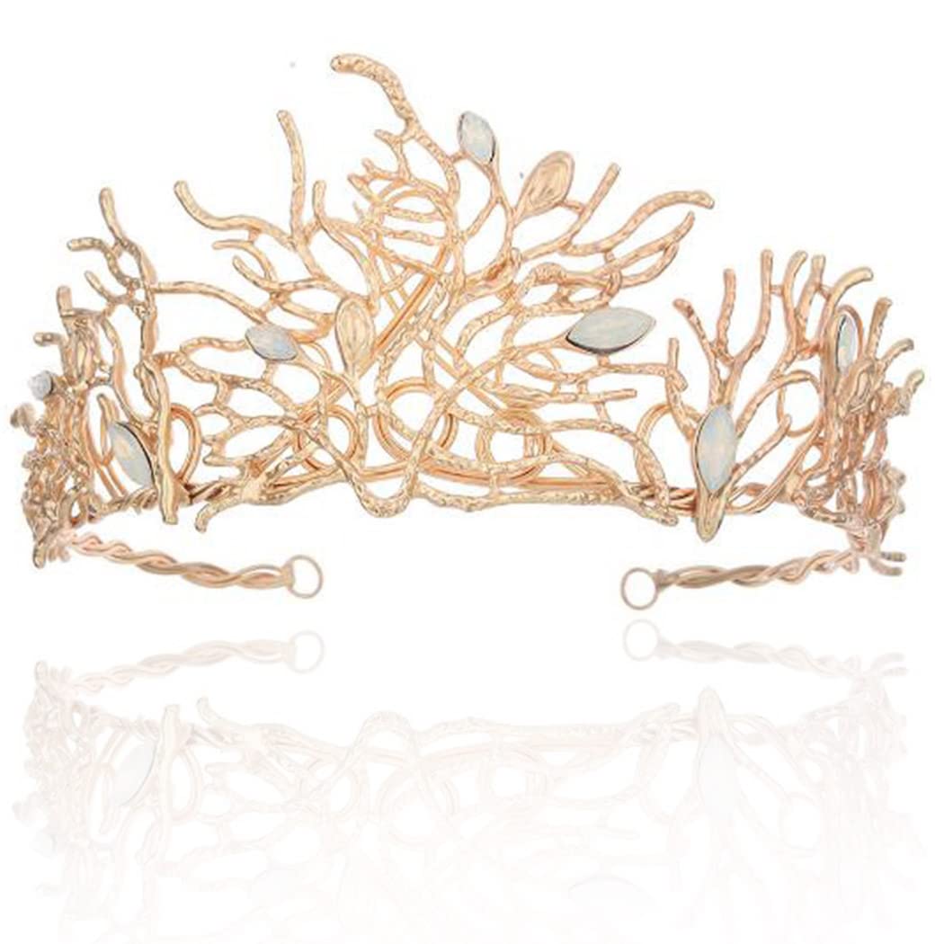 Brishow Brides Wedding Crown with shells Gold Coral Crowns Seashell Crystal Tiaras for Women and Girls
