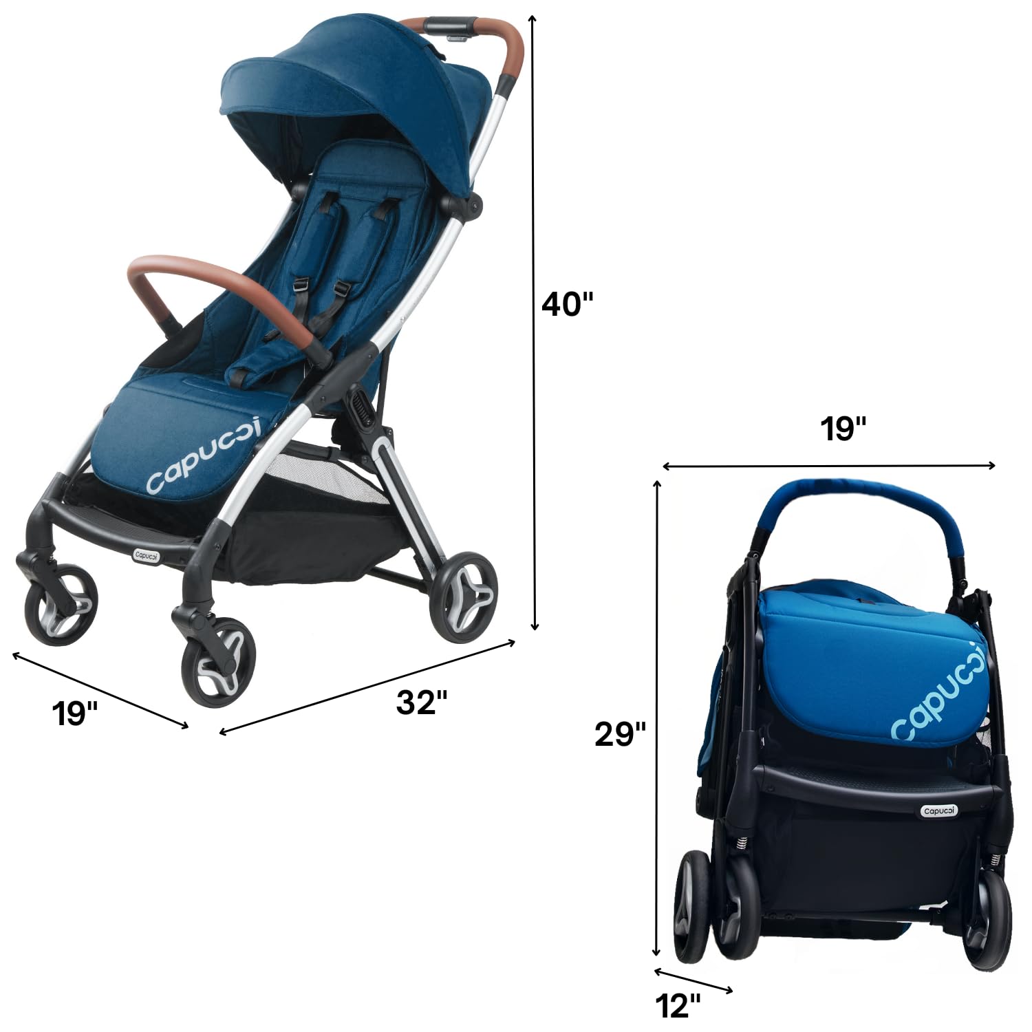 Capucci Memento Stroller Lightweight & Ultra Compact, Overhead Luggage Approved, Quick Fold Baby Stroller, Thyme Green