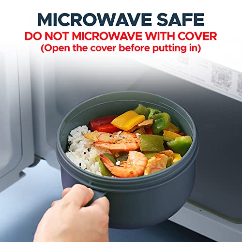 MON10 Microwave Ramen Bowl Set Noodle Bowls With Lid and Spoon, Microwave Safe Ramen Cooker Noodle or Soup Bowl, BPA Free, Office College Dorm Room essential Instant Cooking (Yellow)