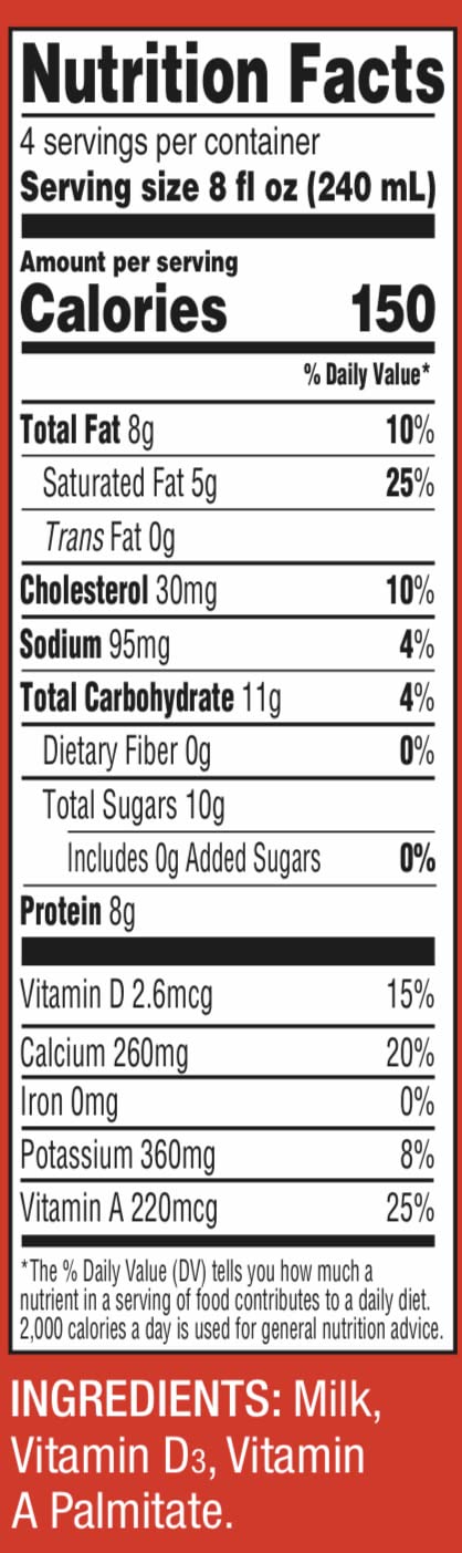 Blue Valley Whole Milk, Open Pasture, Shelf Stable, Cholov Yisroel (32oz)