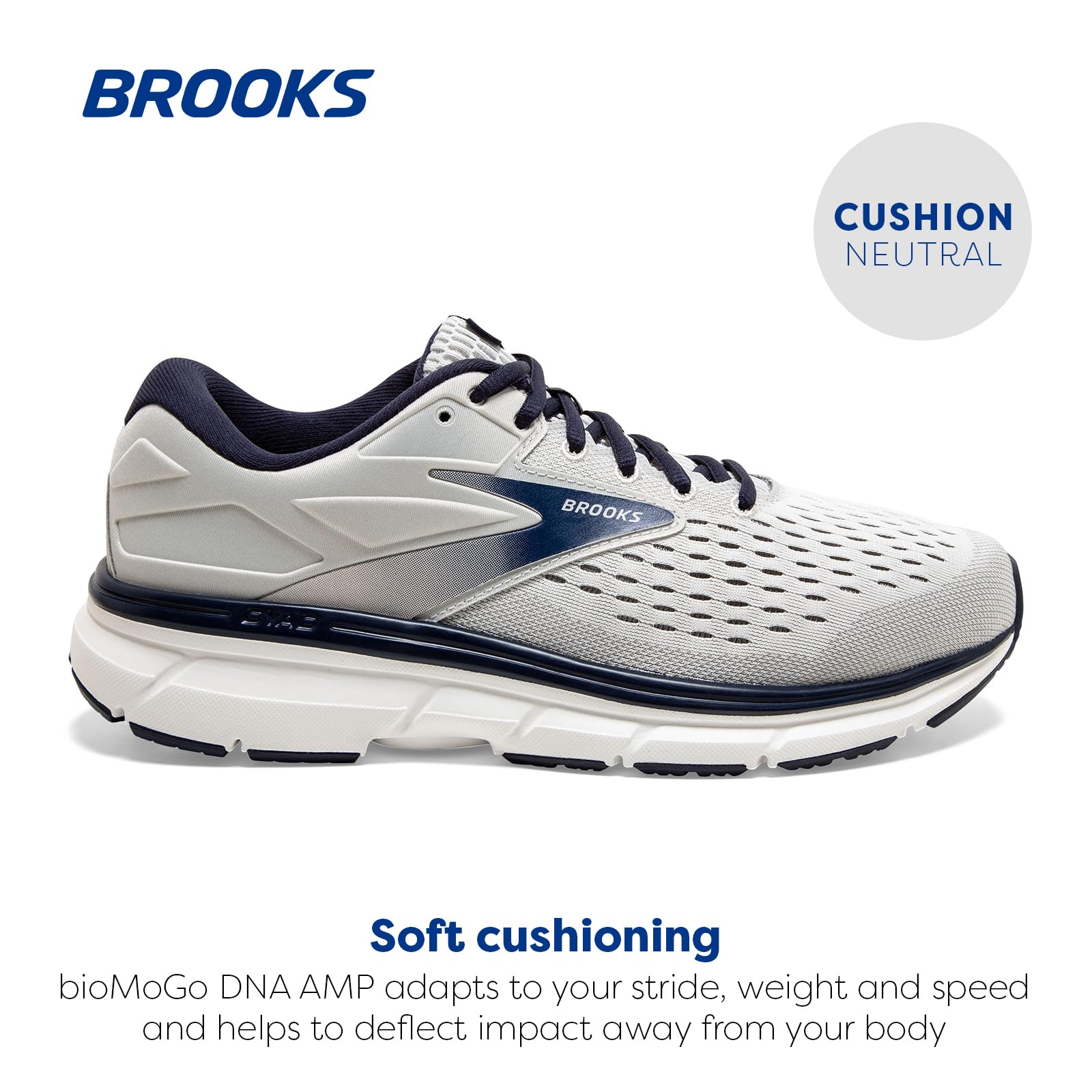 Brooks Men's Dyad 11 Running Shoe - Antarctica/Grey/Peacoat - 11 Medium