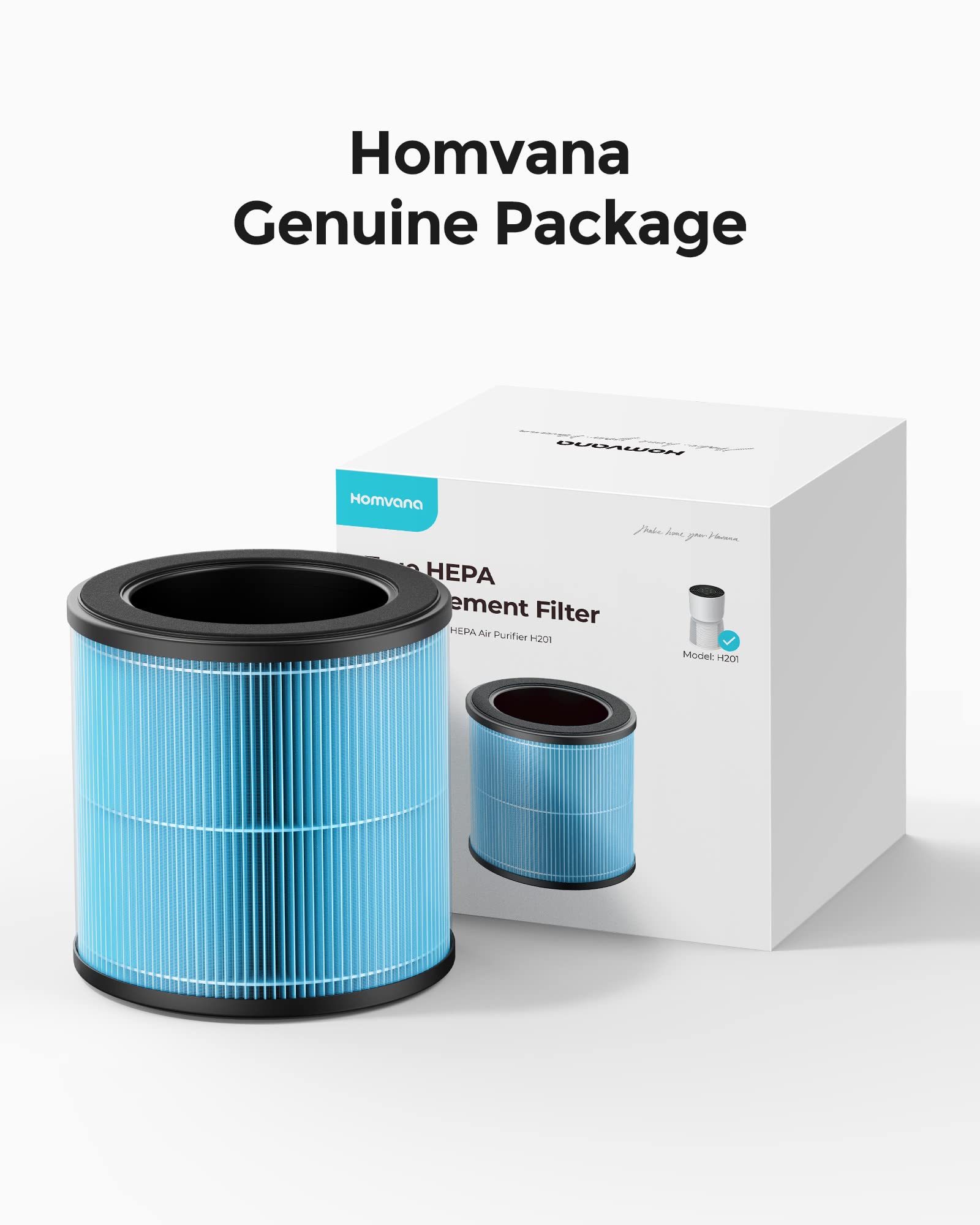 Homvana H201 Air Purifier Replacement Filter, 3-in-1 True HEPA, High-Efficiency Activated Carbon 1 Pack