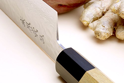 Yoshihiro VG-10 46 Layers Hammered Damascus Sujihiki Japanese Slicer Knife (9.5'' (240mm) Ambrosia Handle)