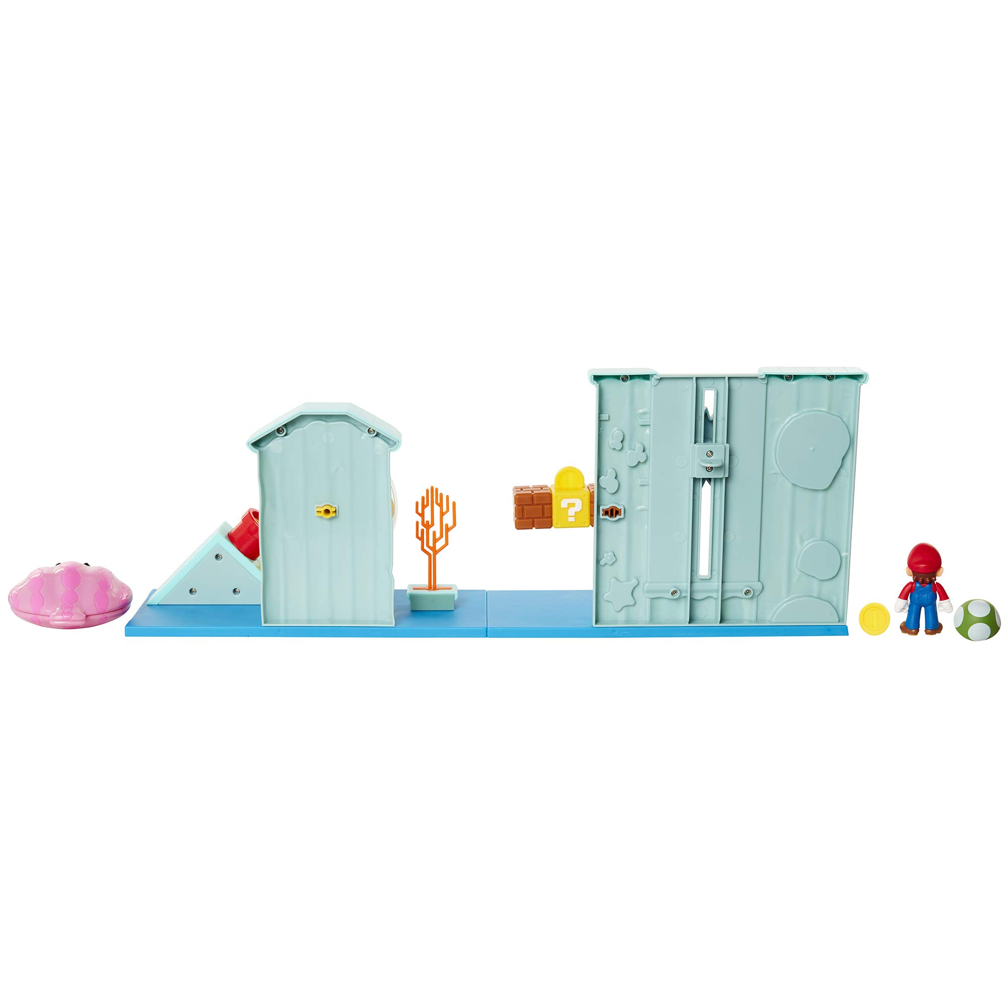 Nintendo Super Mario Deluxe Underwater Playset with 5 Interactive Environmentpiece β Includes 2.5β Mario Figure, 1-Up Mushroom Accessory & Warp Pipe Coin Launcher