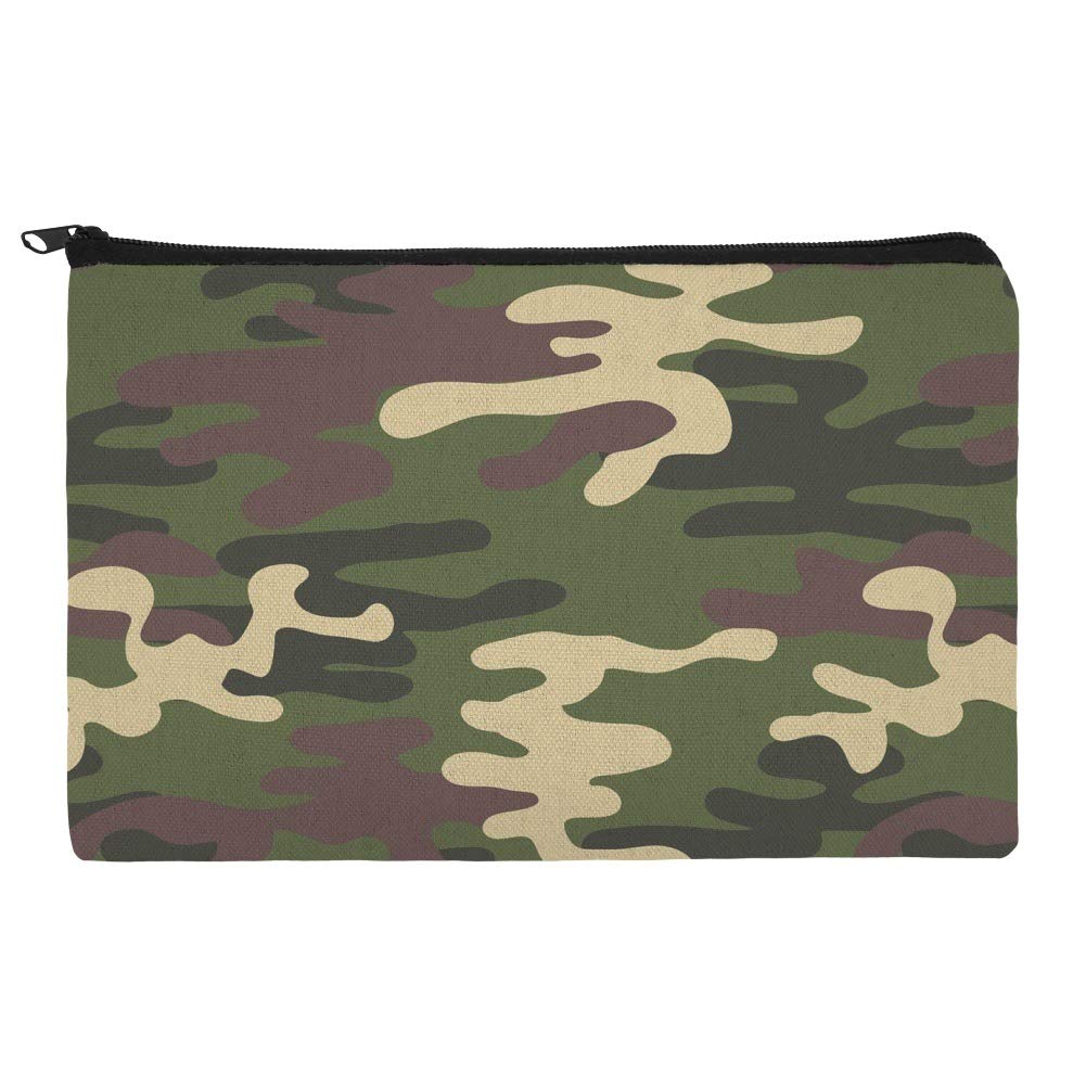 Green Camouflage Pencil Pen Organizer Zipper Pouch Case