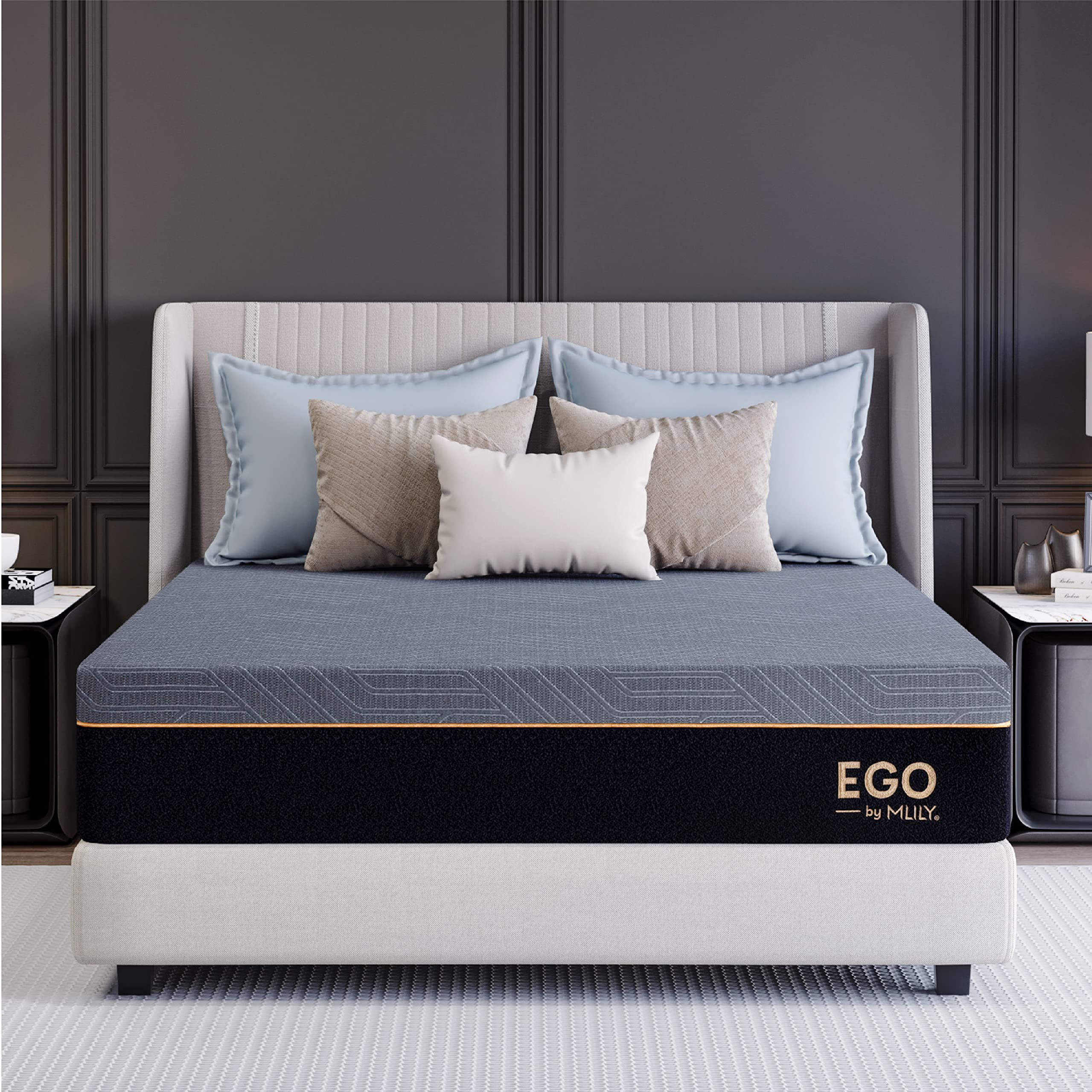 MLILY EGO Copper Queen Memory Foam Mattress 12 Inch, Copper Gel Infused Mattress Bed in A Box CertiPUR-US Certified Made in USA, Medium Plush, 60”x80”x12”, Darkgray
