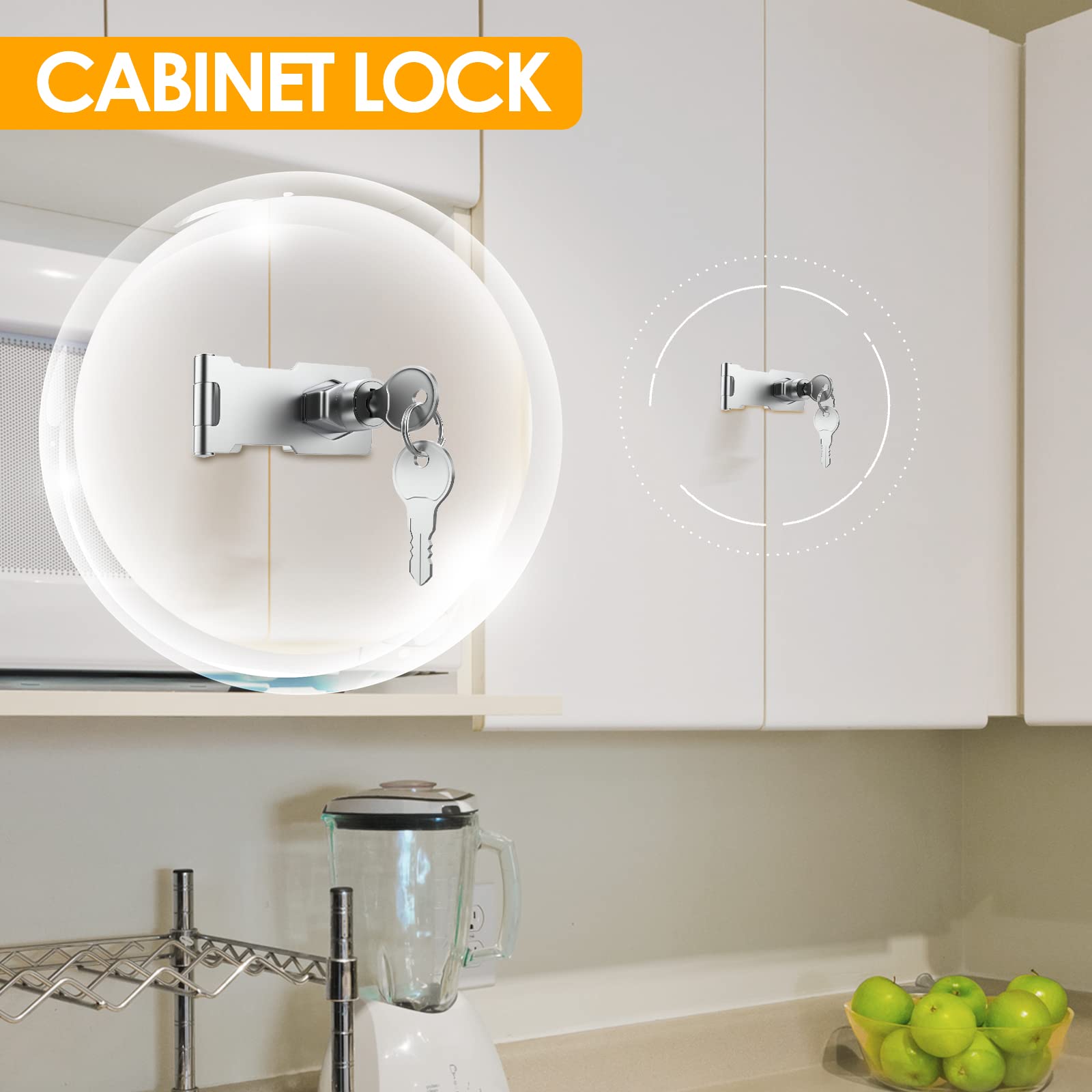 CRANACH 3 Inch Zinc Alloy Chrome Finish Cabinet Lock with Key