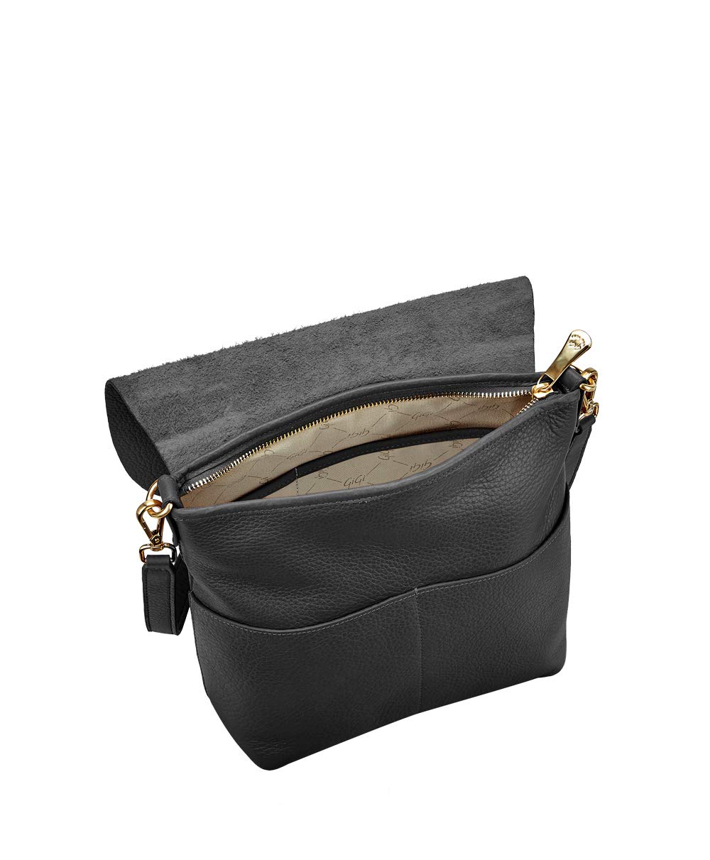 GiGi New York Handcrafted Womens Black Andie Crossbody