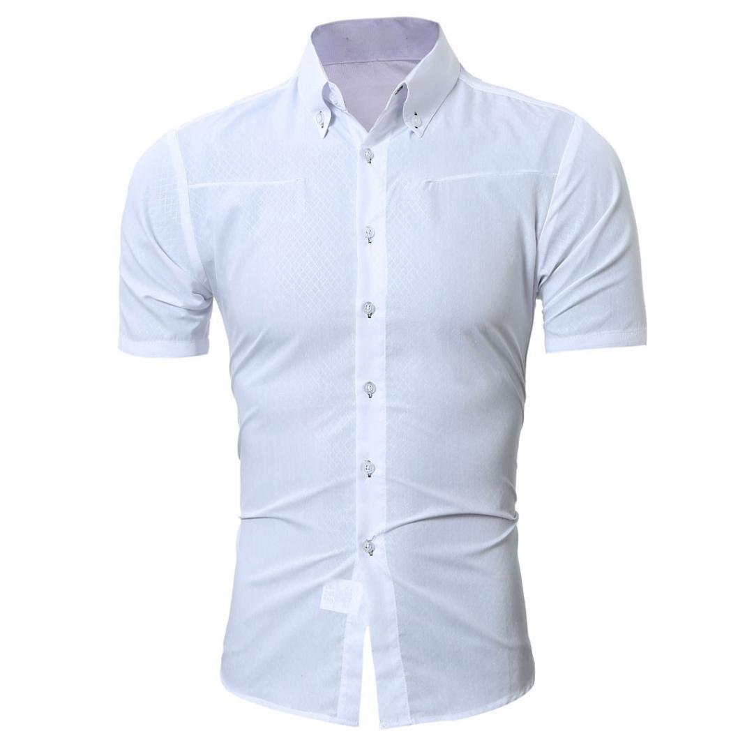 IEason Men Boy Printing Tees Shirt Short Sleeve Blouse (M, White)