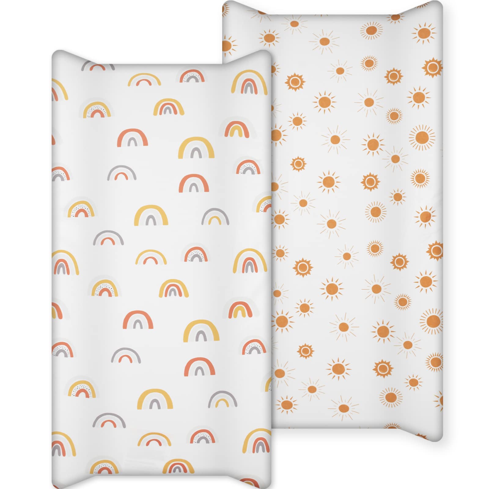 Changing Pad Cover, Soft Breathable Baby Stretchy Changing Table Pad Cover, Lovely Unisex Diaper Fitted Changing Table Cover Sheets for Boys and Girls(2Pack, 32 X 16 X 5'')