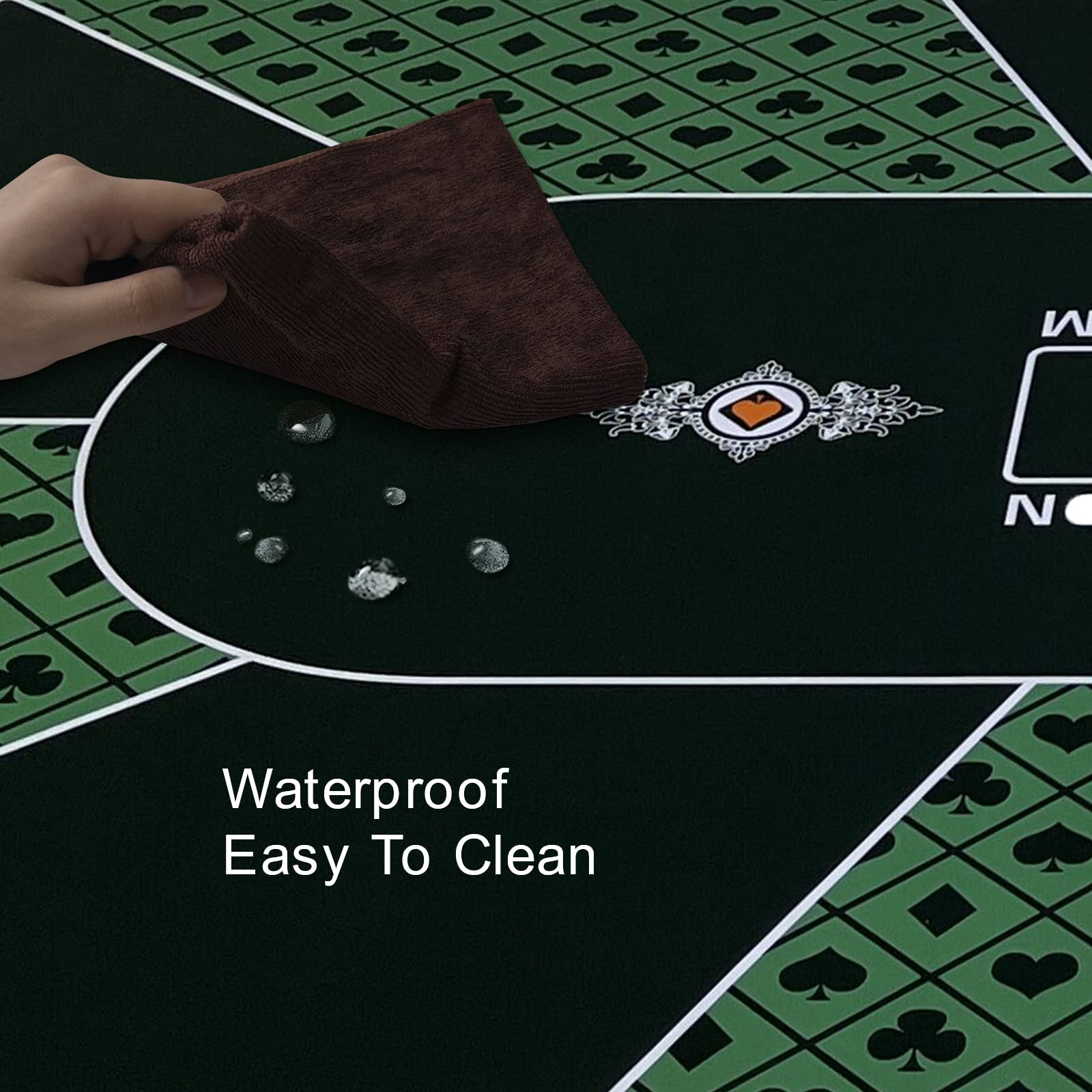 CONTINUE Poker Table Mat 8-10 Players Texas Hold'em Poker Mat Professional Poker Mat Anti-Slip Rubber Poker Table Top Layout with Carrying Bag for Poker Games, Blackjack, Casino (Rectangle Green)
