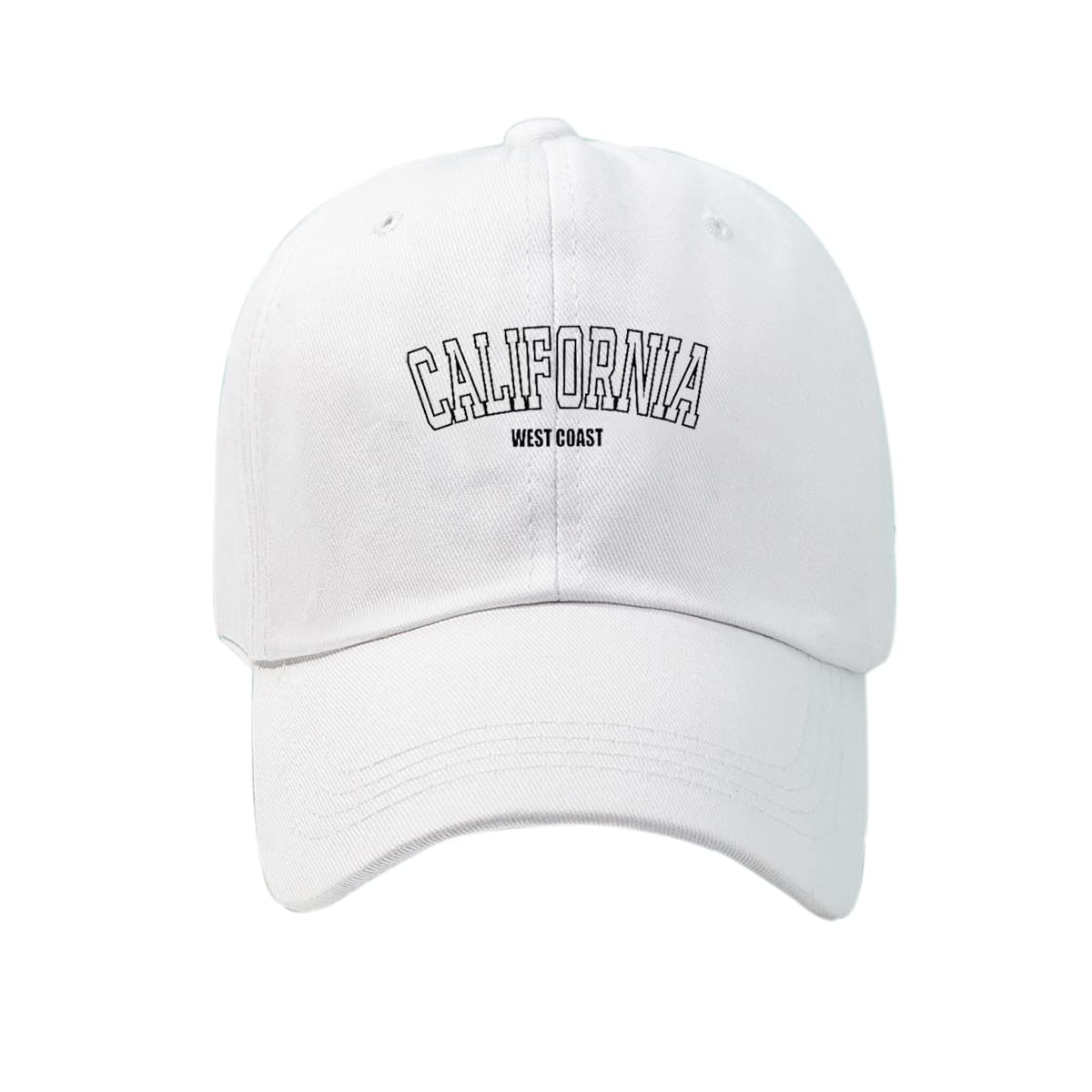 Cioatin California Letter Graphic Cotton Washed Baseball Caps Men and Women Low Profile Dad Hat Adjustable Buckle Closure (One Size, White)