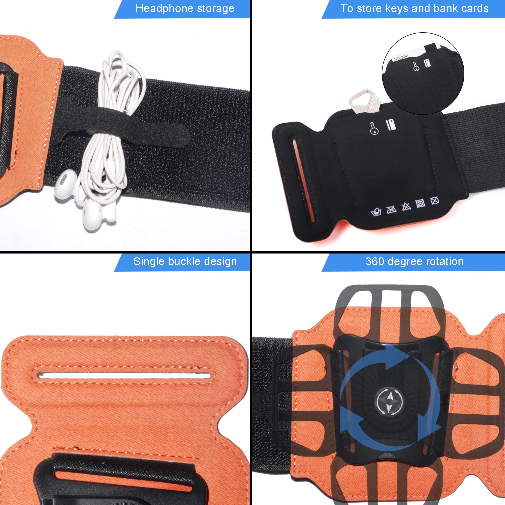 Bidook Armband Case Running Phone Holder 360° Rotatable Hiking Rowing Mountaineering Biking Phone Arm Band for iPhone 14 13 12 11 Pro Max Mini SE Xs XR X 8 7 Plus Samsung LG Google Pixel Motorola