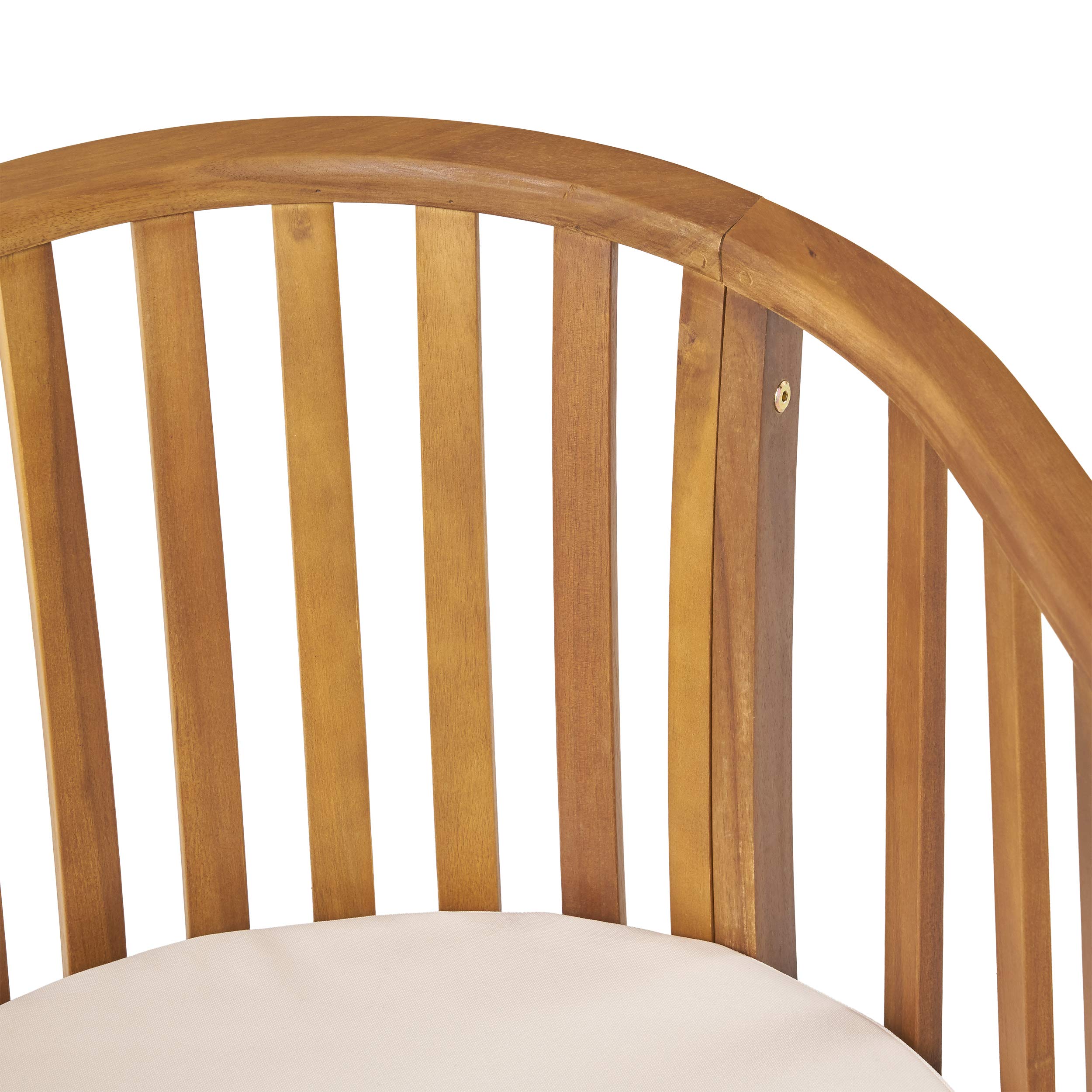 GDFStudio Outdoor Wooden Dining Chairs with Cushions (Set of 2), Cream and Finish