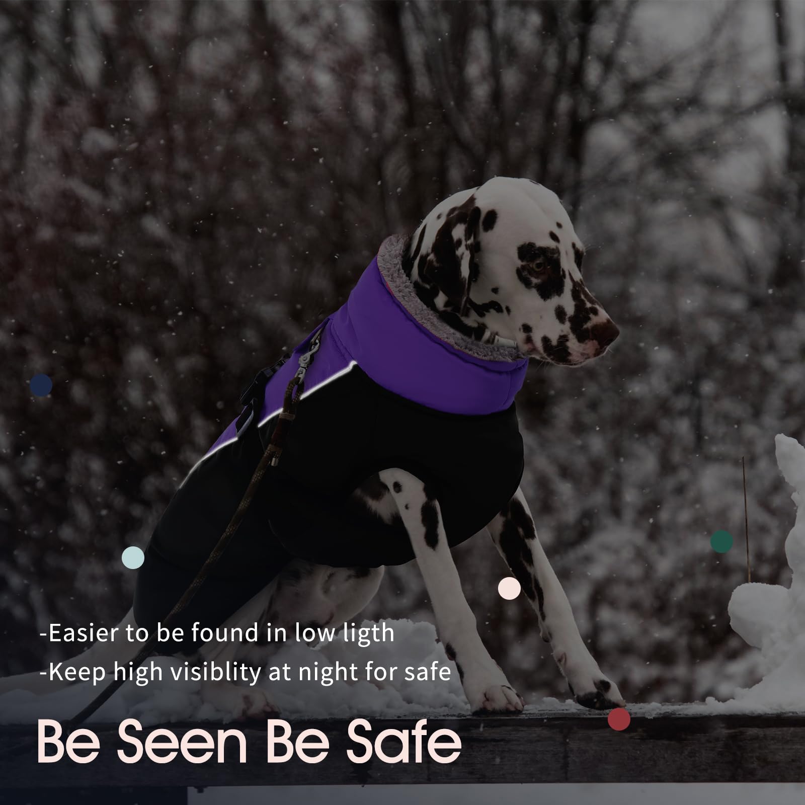 IECOii Extra Warm Dog Coat Reflective Adjustable Dog Jacket Dog Winter Coat with Buckle Fleece Turtleneck Dog Jacket for Cold Weather Soft Winter Coat for Small Medium Extra Large Dogs