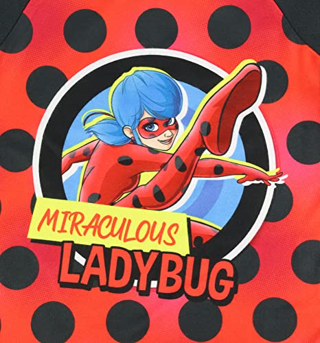 Miraculous Ladybug Girls' Pajama Set 2-Piece Jersey PJs with Cozeez Slippers, Red, Girls' Size 6/6X