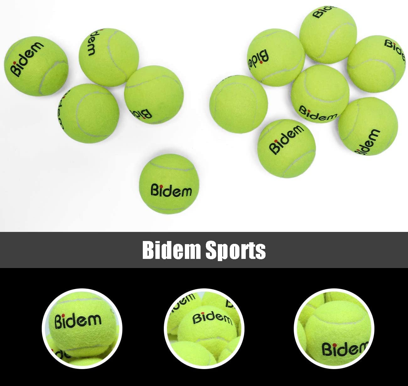 Bidem Tennis Balls, Pressurized Tennis Ball for Tournament and Practice-Pack of 12