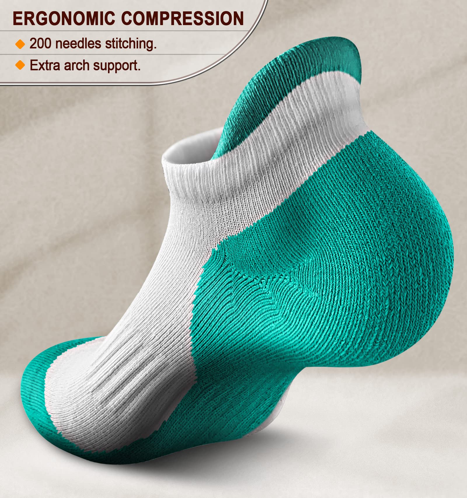 BULLIANT Socks For Women 6Pairs-Womens Athletic Ankle Socks No Show Cushioned for Walking Running-Compression Arch Support(6Pairs,Shoes Size:Women 6-8)