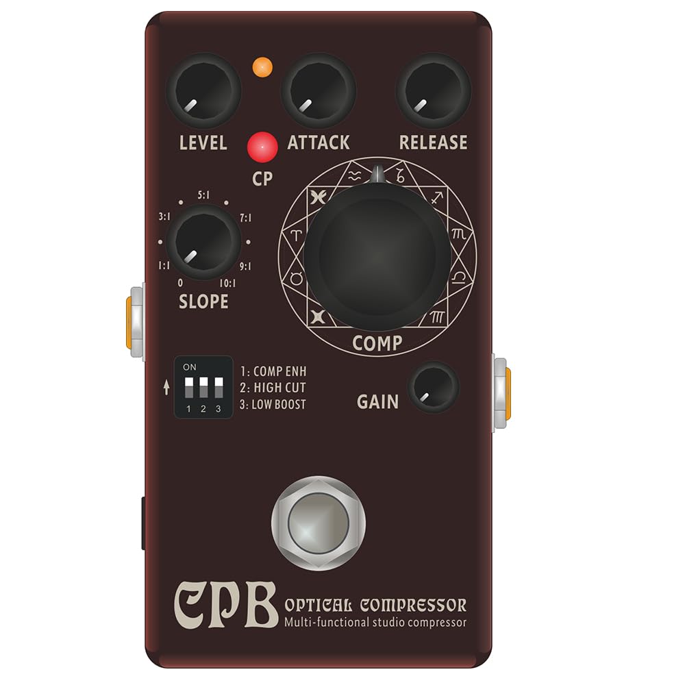 CP-BOOSTER Optical Compressor Guitar and Bass Effects Pedal Pure Analog for Electric Guitar and Bass True Bypass BLOKAMUGT Compact Type (Black)