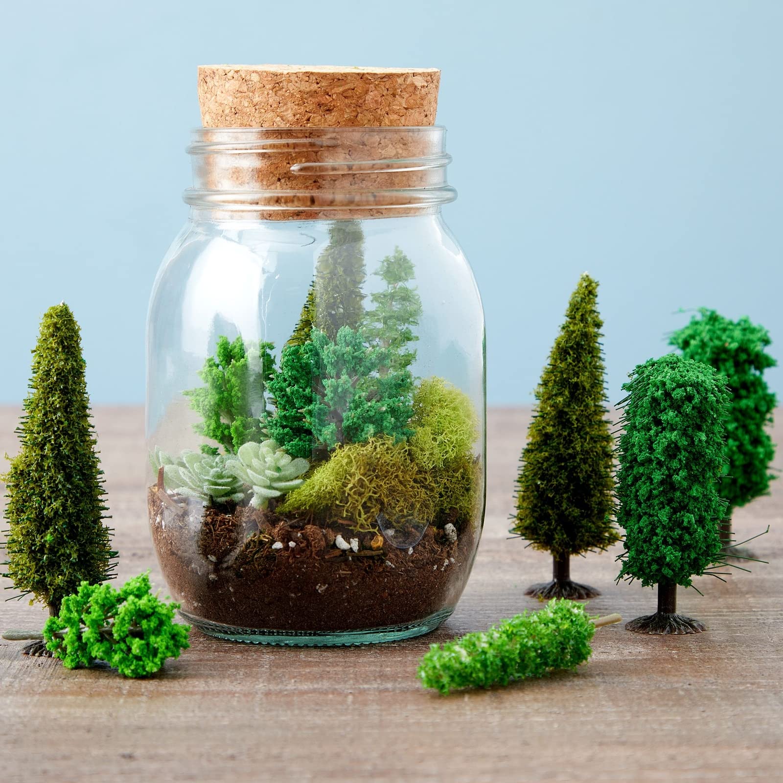 Bright Creations 55-Pieces of Miniature Model Trees for Diorama Supplies, Scenery, Landscape, DIY Projects, Arts and Crafts, Train Village, Railroads (11 Assorted Sizes/ 1-6.7 in)