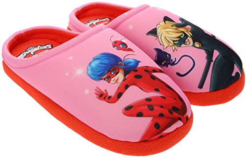 Miraculous Ladybug Pajamas for Girls Nightgown and Slipper Set, Short Sleeve Dorm Shirt, Red/Pink, Size 6/6X