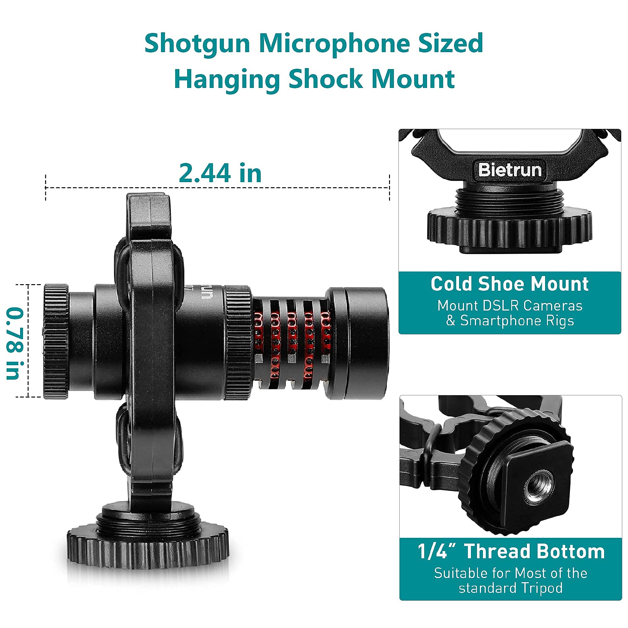 Bietrun Camera Microphone for Canon Sony Nikon DSLR Camera with Suspension Shock Mount/Hairy Deadcat Windscreen, External Cardioid Shotgun Mic for Tiktok YouTube Vlogging, Interviews, Recording