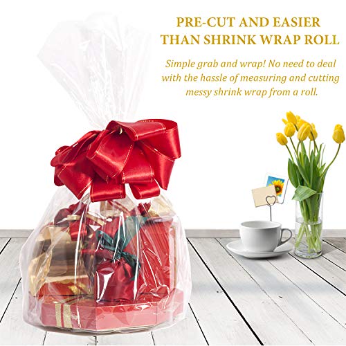Morepack Shrink Wrap Bags for Gift Baskets,14x18 Inches PVC Heat Shrink Bags,10Pcs