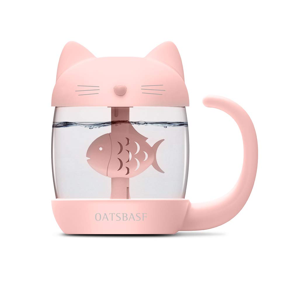 bifine Mini Humidifier for Babies Bedroom, Car and Office, Portable USB Humidifier with Automatic Shut-of and Night（400ML 22dB）lovely Mini Humidifier pink