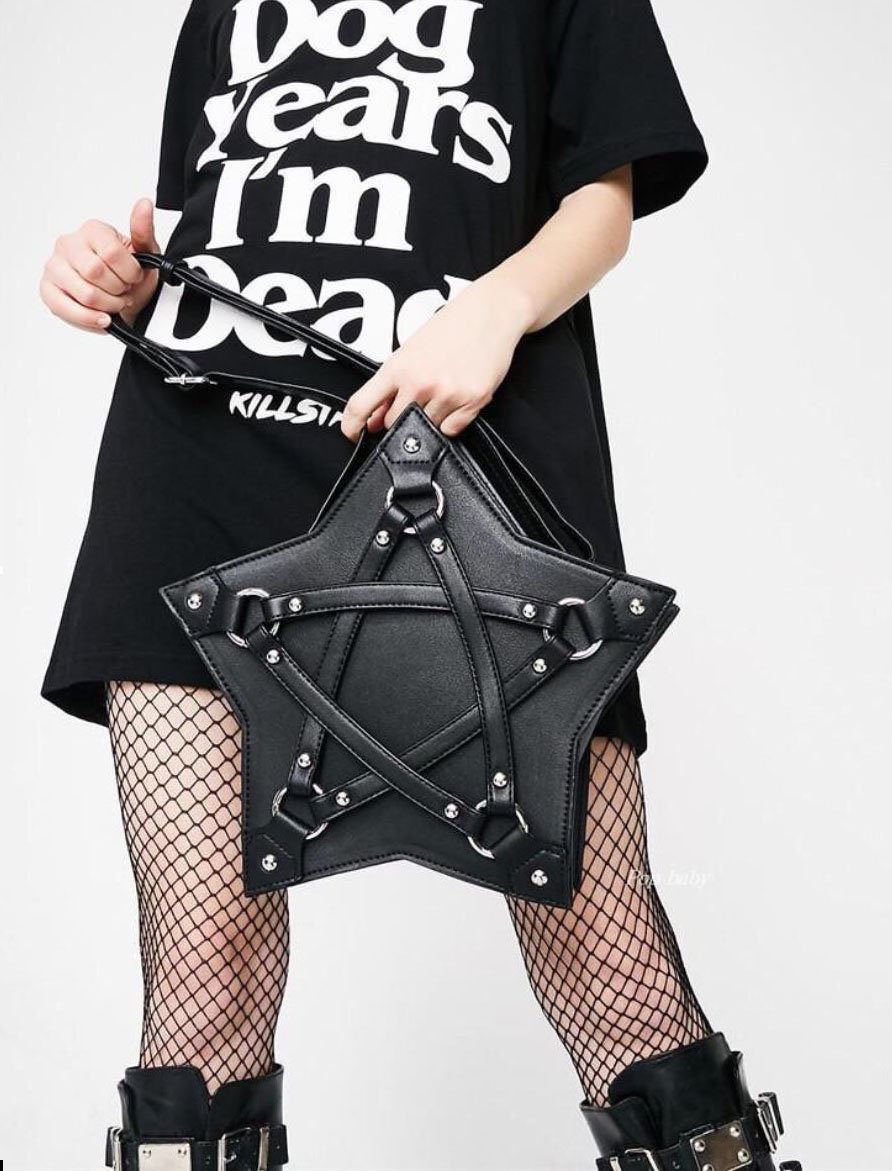Nite closet Gothic Bags and Purses Pentagram Star Shoulder Bag for Women (Black)