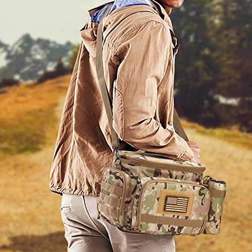 MOV COMPRA Tactical Lunch Bag for Men, Insulated Lunch Box Leakproof Large Capacity with MOLLE Water Bottle Pouch Lunchbox for Adult Work Picnic(Camouflage Green)