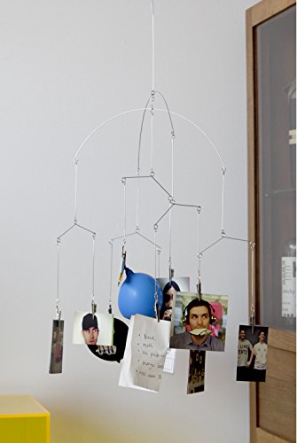 Kikkerland Hanging Display Photo Hanger Picture Collage Clip Mobile, Wall Bedroom Decor, Chrome Plated Steel