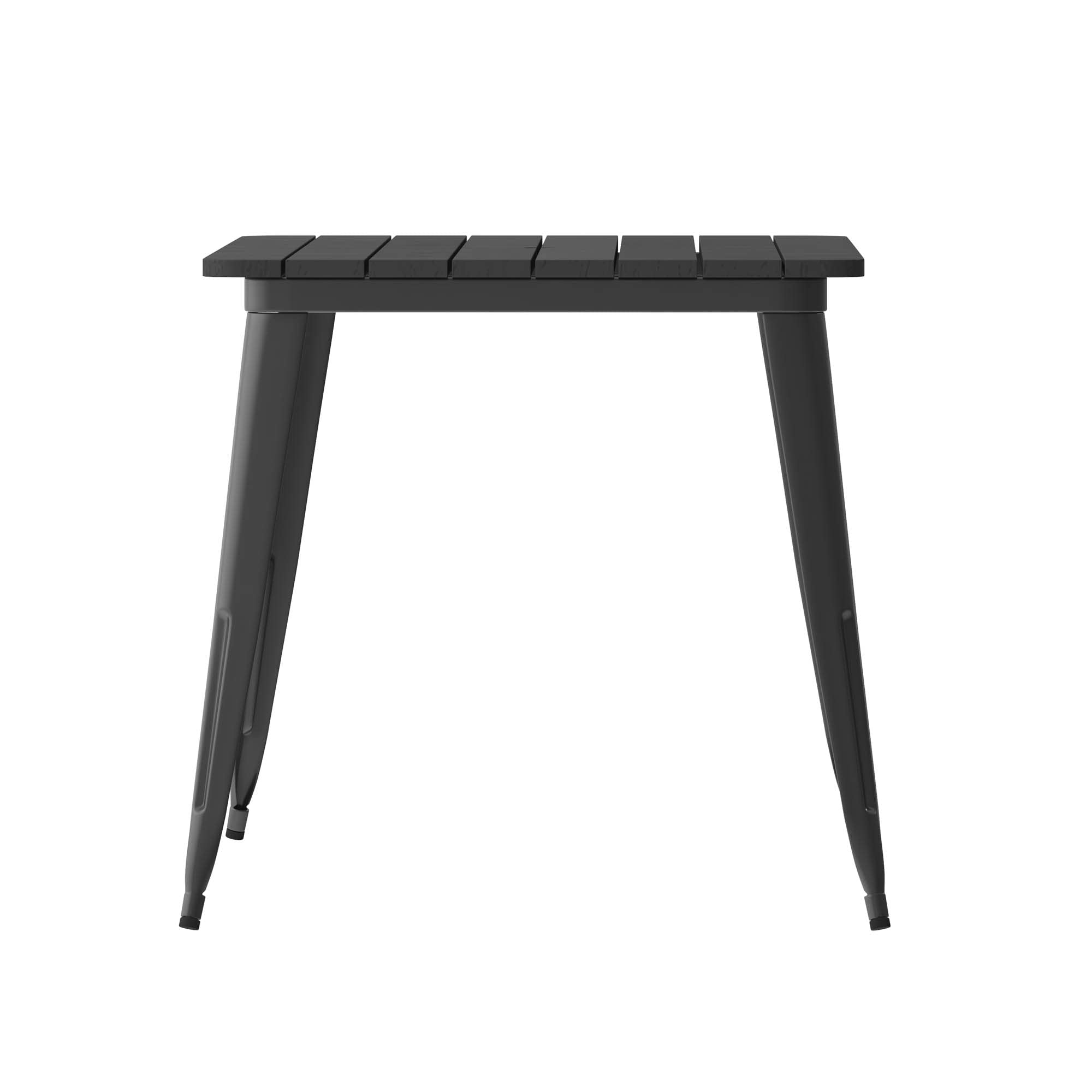 Flash Furniture Declan Commercial Outdoor Dining Table with Umbrella Hole, All Weather Poly Resin Top and Steel Base, 30" x 60", Black/Black