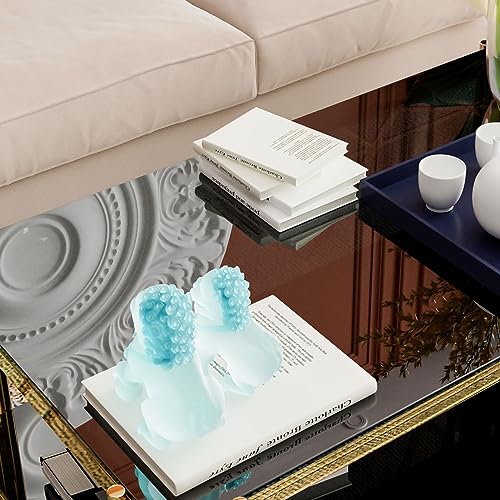 Glass Coffee Table Modern Living Room Table Gold Stainless Steel Metal Leg Rectangular Black Tempered Glass Center Table for Home Office(Black, Coffee Table)