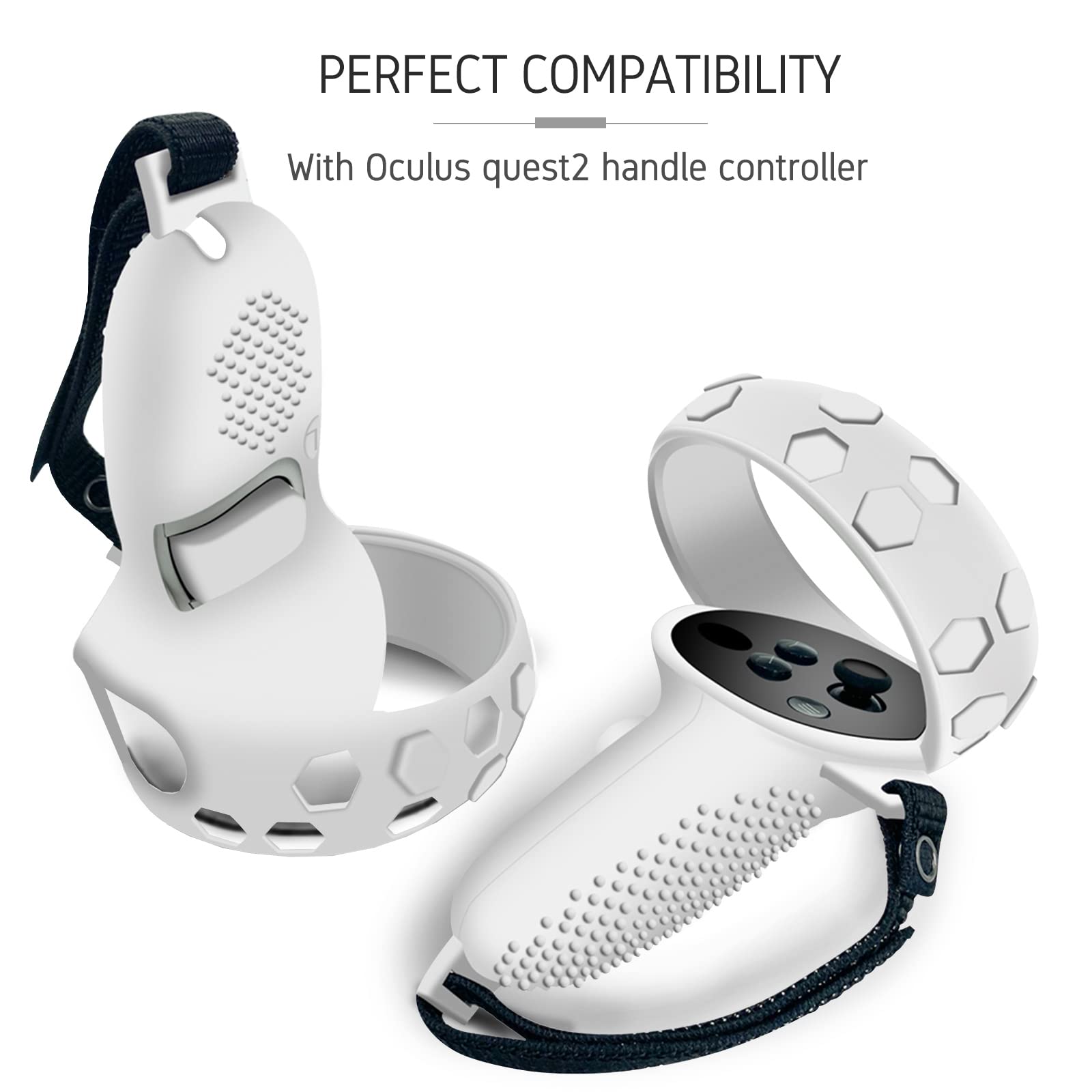 Controller Grips Cover for Oculus Quest 2, GRADETEK Silicone Anti-Throw Grips Cover with Adjustable Knuckle Straps, Protector for Oculus Quest 2 Accessories