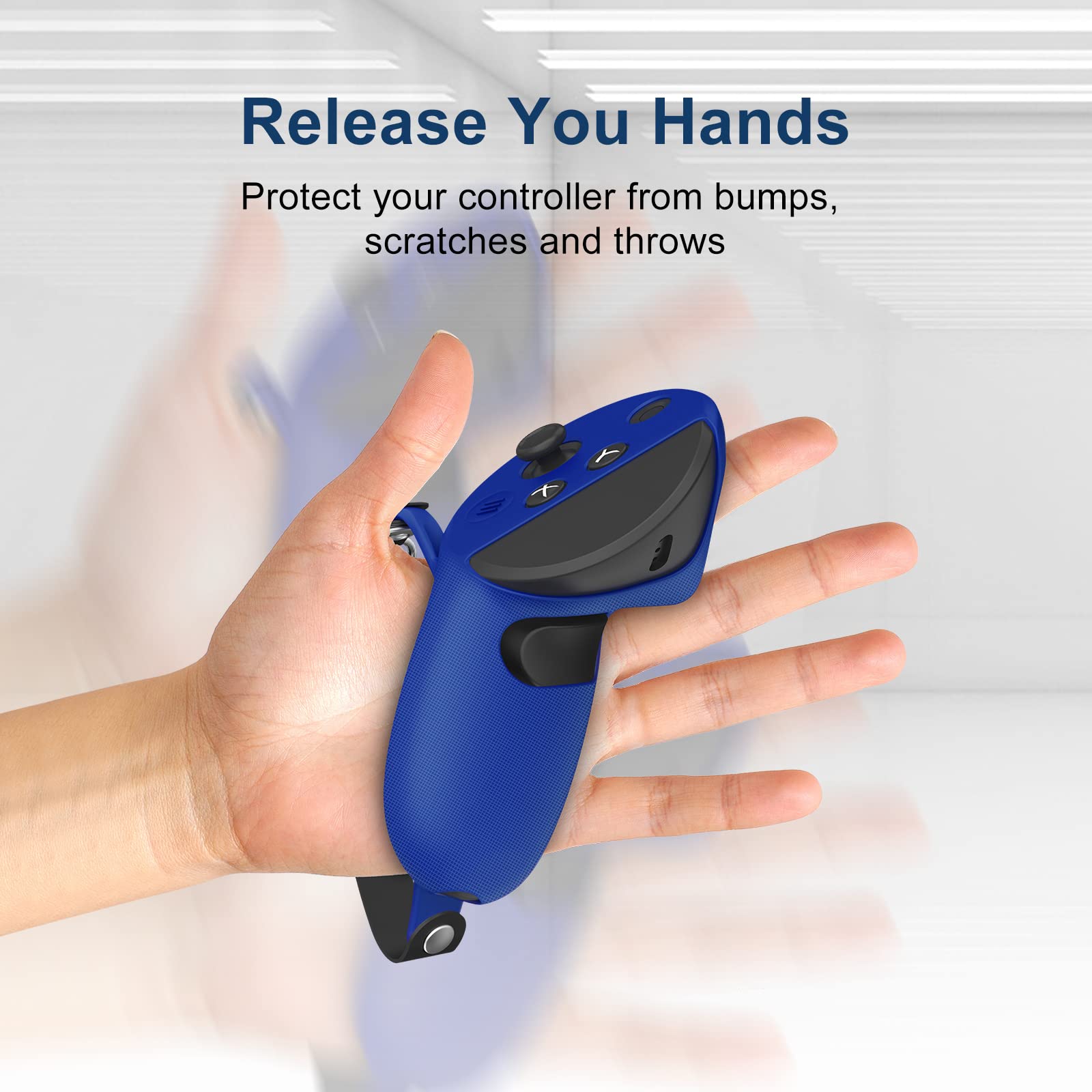 Controller Grips Cover Compatible with Oculus Meta Quest Pro Accessories, Silicone Anti-Slip Case Shell Protector for Quest Pro (Blue)