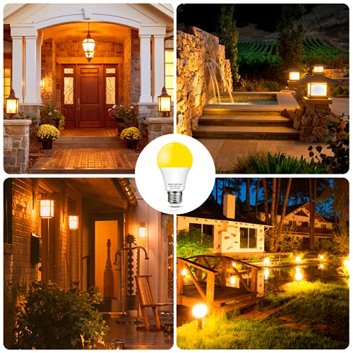Flaspar Yellow Light Bulbs, 60W Equivalent Bug Light Bulb, E26 Base, A19 Yellow LED Bulb, No Blue Light, Decorative Lamps for Home, Hallway, Halloween, Christmas, Party, Holiday, 2 Pack