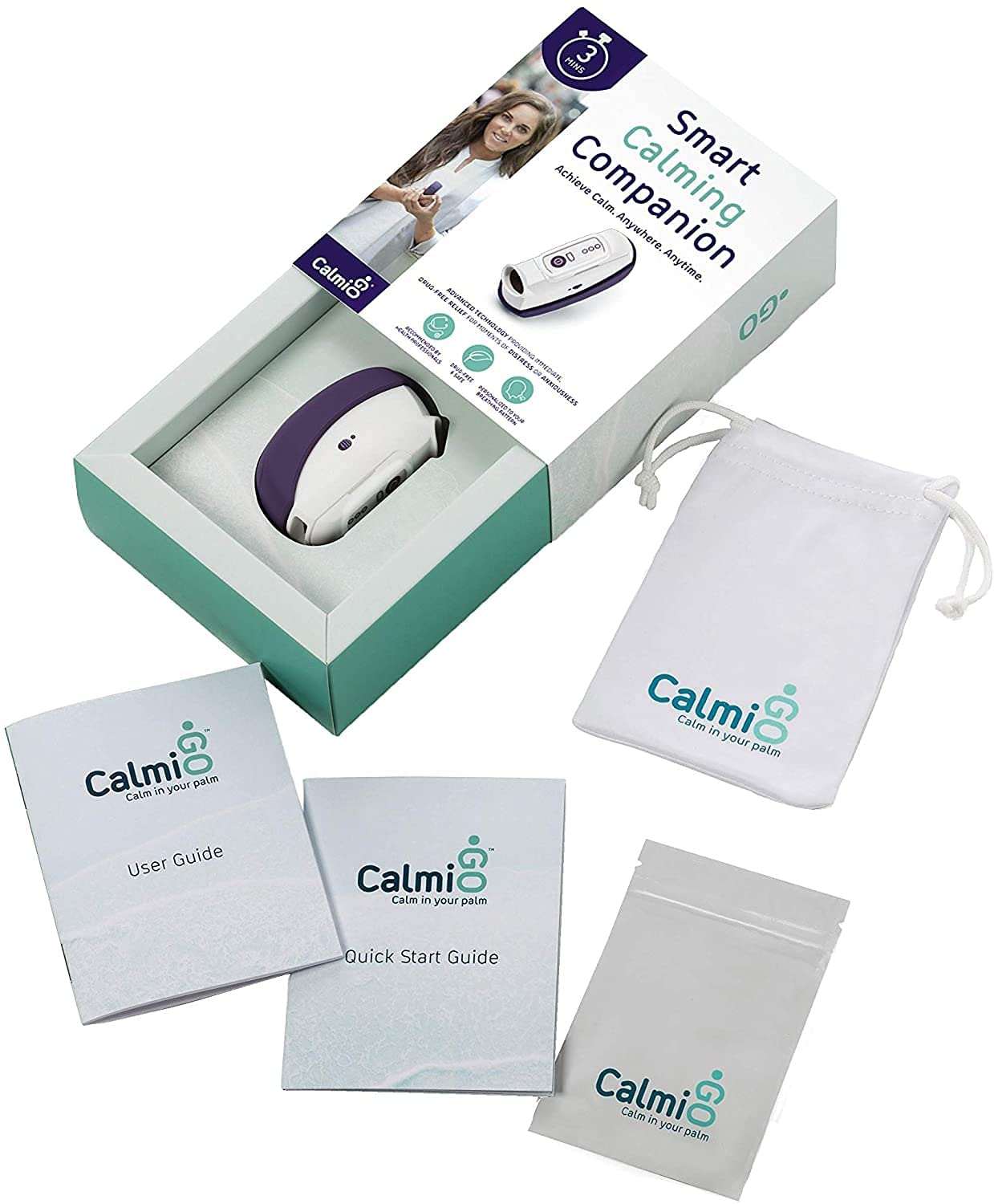 CalmiGo (Gen-1) Immediate Anxiousness & Stress Relief, Natural Calming Device, Portable, Sleep Assistant, Panic Attack Relief, Relaxation, Calm for Anxiety