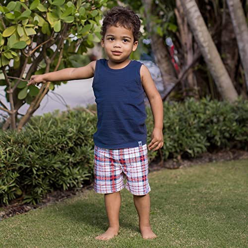 Burt's Bees Baby Boys Shirt Pant Set, Top & Bottom Outfit Bundle, 100% Organic And Toddler Layette Set, Patriotic Plaid, 12 Months US