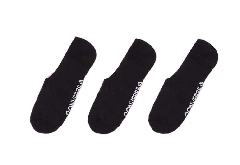 Converse Men's 3-Pack Wordmark No-Show Socks Black Size 6-12 (Black/Black)